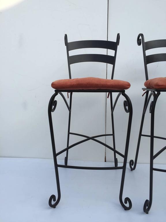 Pair of Tall Wrought Iron Bar Stools For Sale at 1stDibs | wrought iron ...