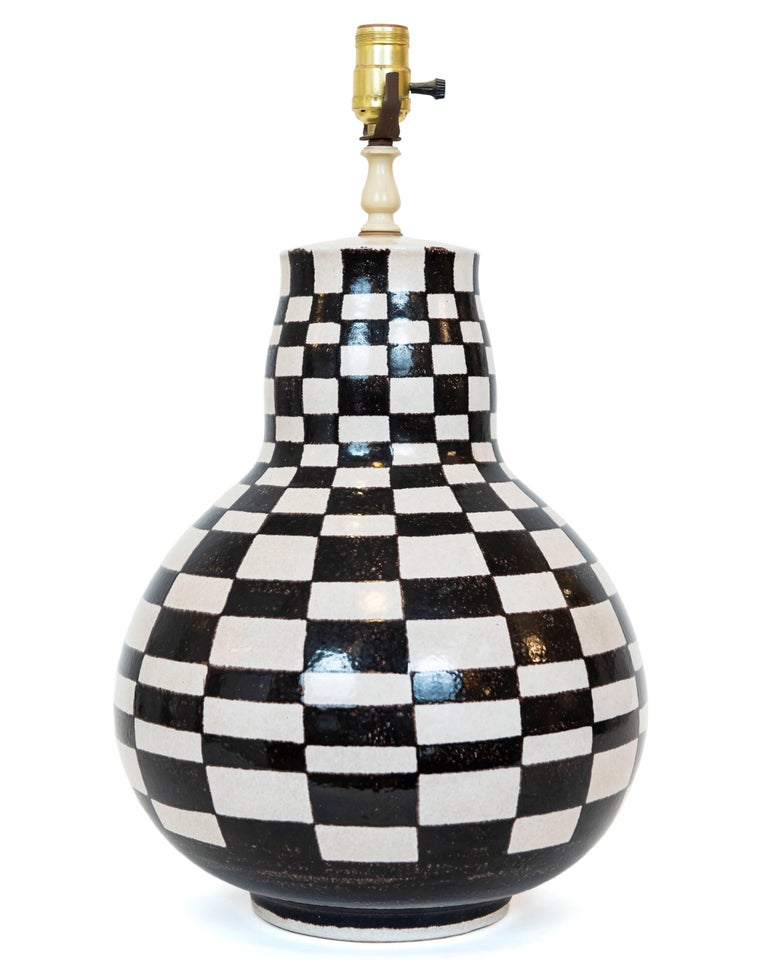 Vintage Italian "Checkerboard" Ceramic Table Lamp, circa 1975 at 1stDibs
