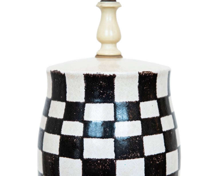 Vintage Italian "Checkerboard" Ceramic Table Lamp, circa 1975 at 1stDibs