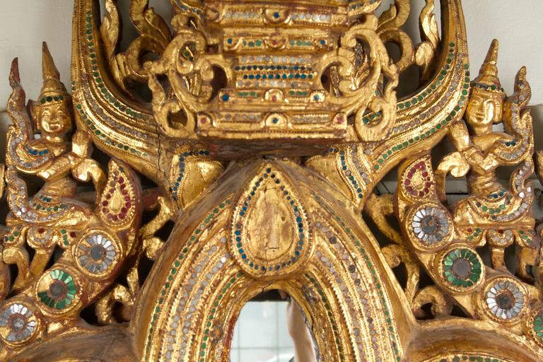 Stunning Gilded Wood Burmese Mirror at 1stDibs