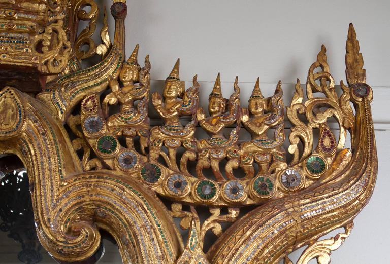 Stunning Gilded Wood Burmese Mirror at 1stDibs