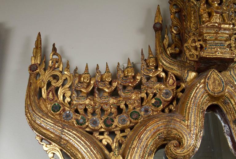 Stunning Gilded Wood Burmese Mirror at 1stDibs
