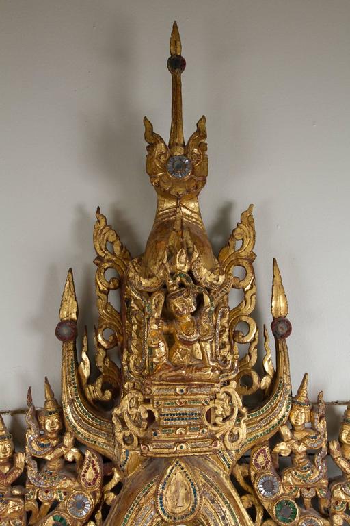 Stunning Gilded Wood Burmese Mirror at 1stDibs