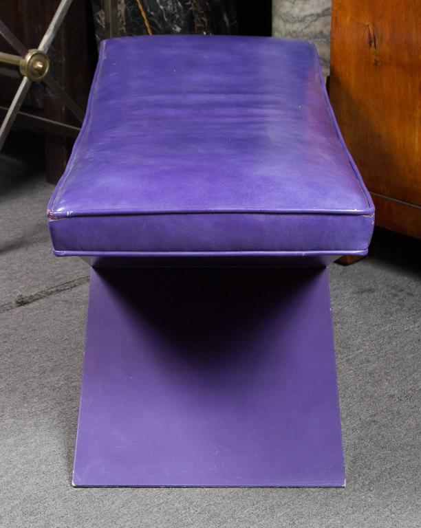 Modernist Purple Leather Bench at 1stDibs