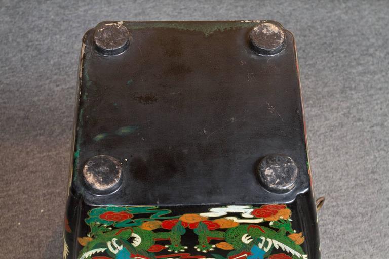 Pair Painted Wood Asian Style Side Tables at 1stDibs