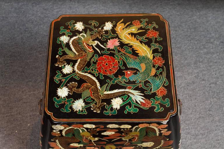 Pair Painted Wood Asian Style Side Tables at 1stDibs