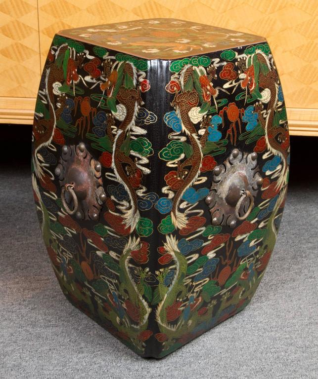 Pair Painted Wood Asian Style Side Tables at 1stDibs