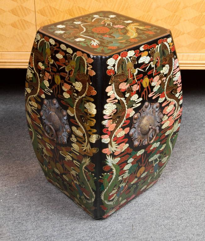 Pair Painted Wood Asian Style Side Tables at 1stDibs