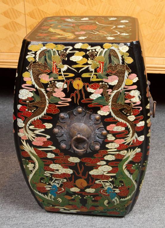 Pair Painted Wood Asian Style Side Tables at 1stDibs