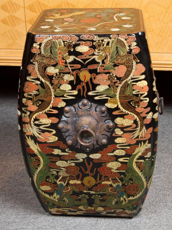 Pair Painted Wood Asian Style Side Tables at 1stDibs