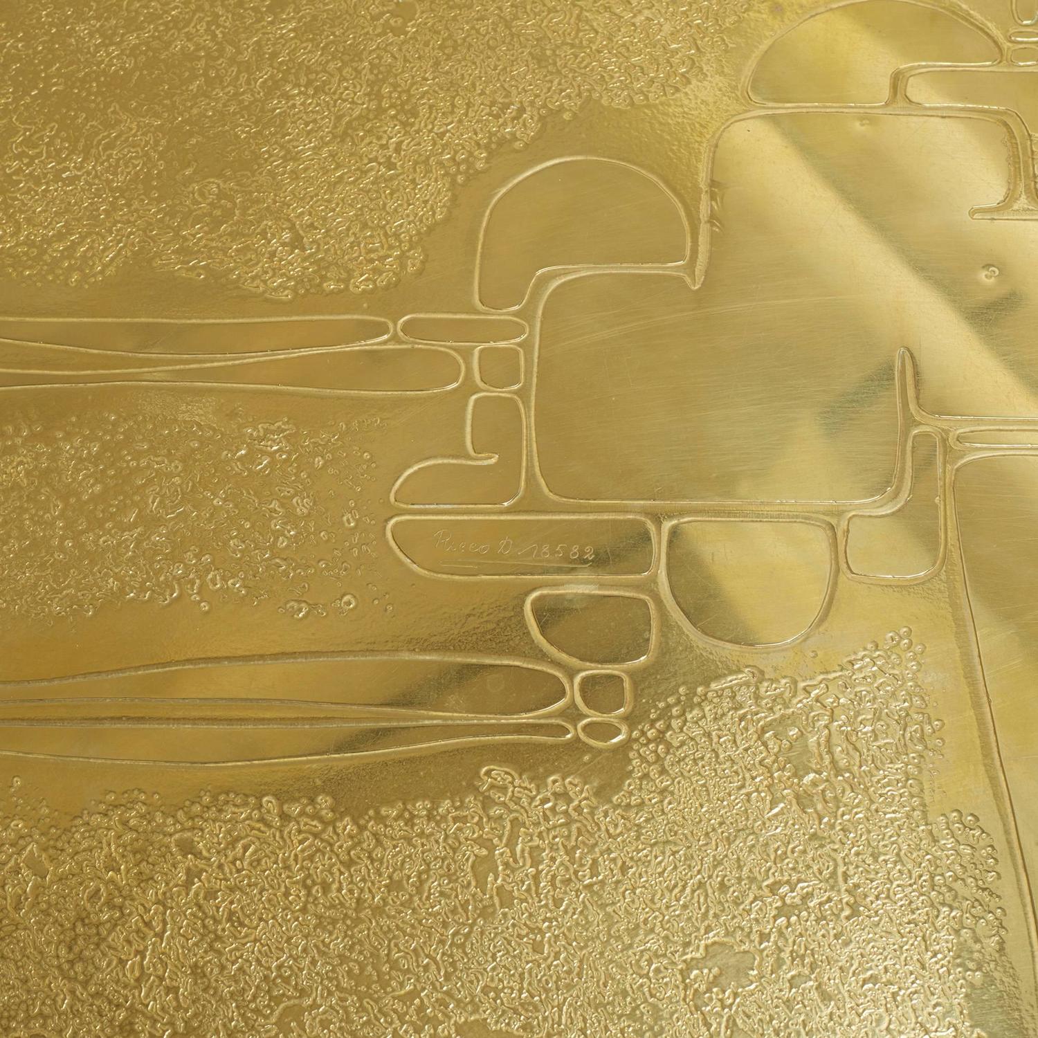 Acid Etched Brass Belgian Coffee Table For Sale at 1stdibs