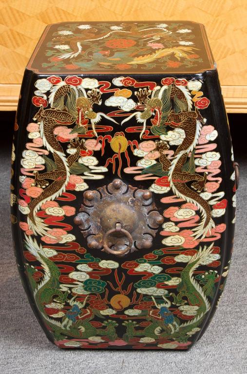 Pair Painted Wood Asian Style Side Tables at 1stDibs