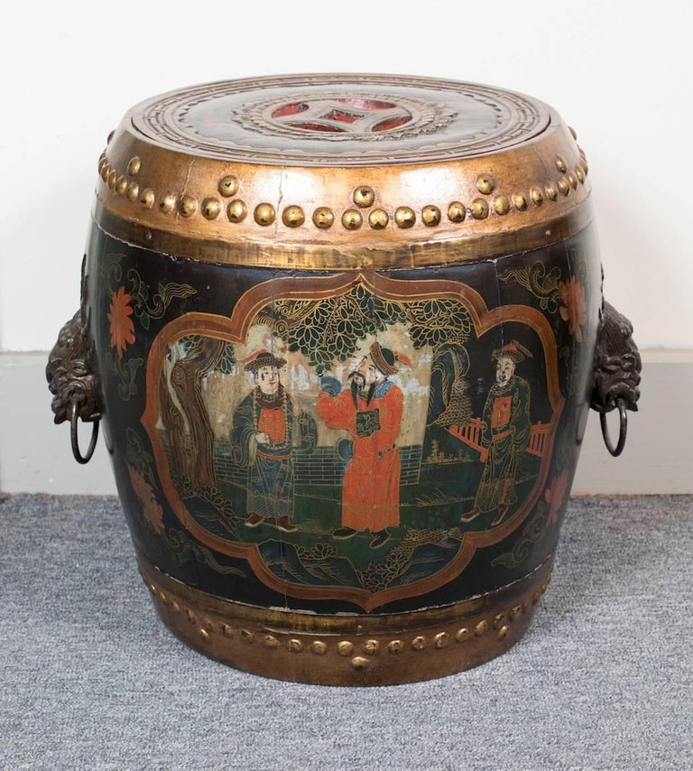 Pair of Painted Wood Asian Style Side Tables For Sale at 1stDibs