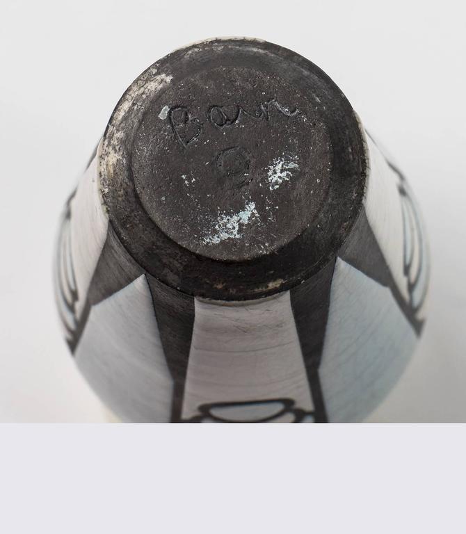 Striking American Raku Geometric Enameled Pottery Vase at 1stDibs