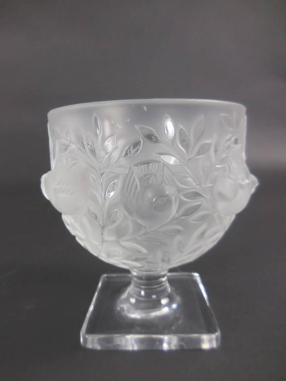 Lalique Elisabeth Satin and Clear Crystal Vase Portraying Birds in ...
