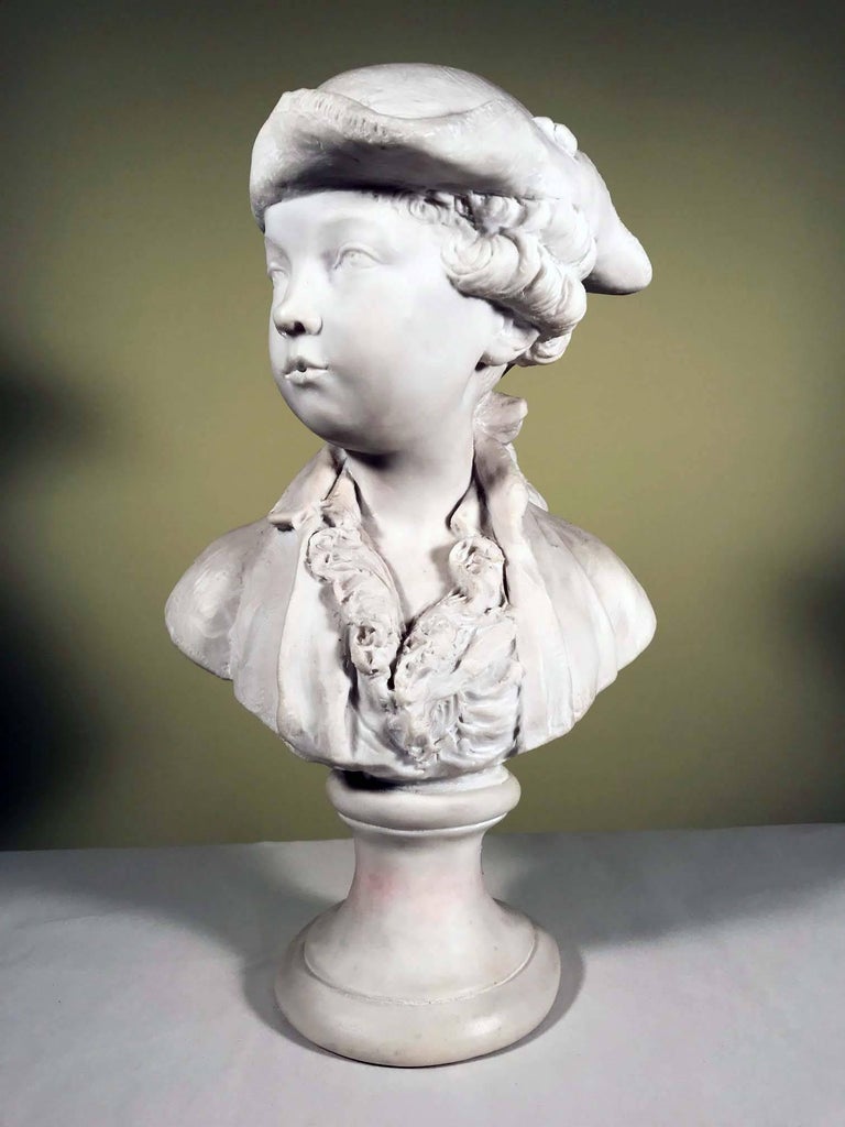 Pair of French White Cast Marble Busts of Children at 1stDibs