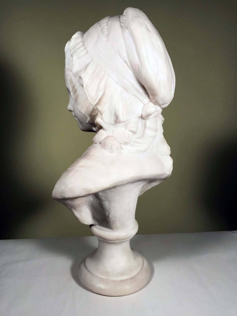 Pair of French White Cast Marble Busts of Children at 1stDibs