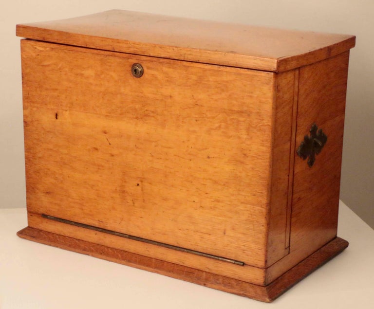Antique Irish Golden Oak Writing Box For Sale at 1stDibs