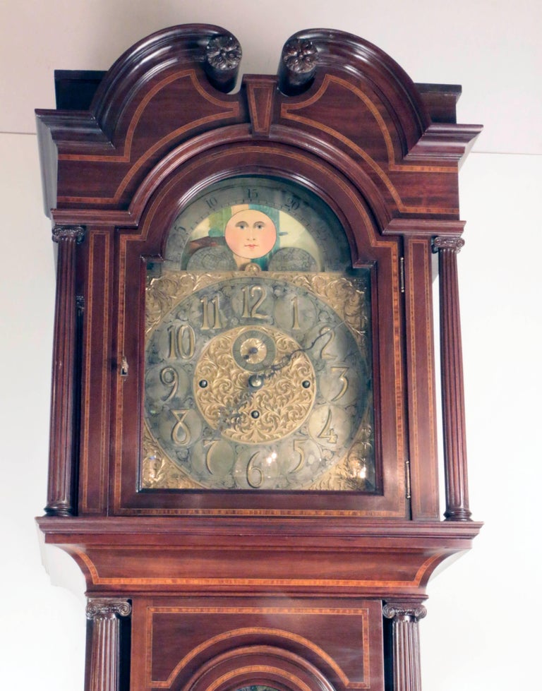 American Sheraton Style Longcase Clock at 1stDibs