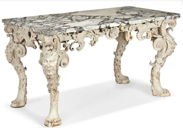 An Extraordinary 18th Century George II Grey-Painted Console or Side ...