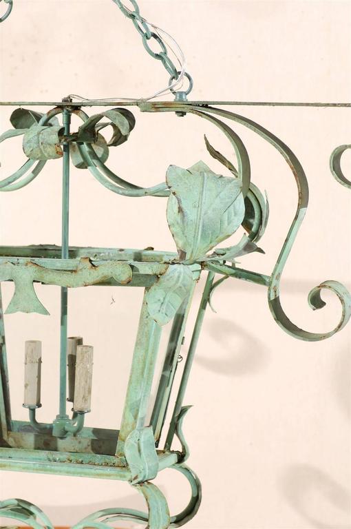 Italian Vintage Large Size Rectangular Painted Three-Light Lantern For ...