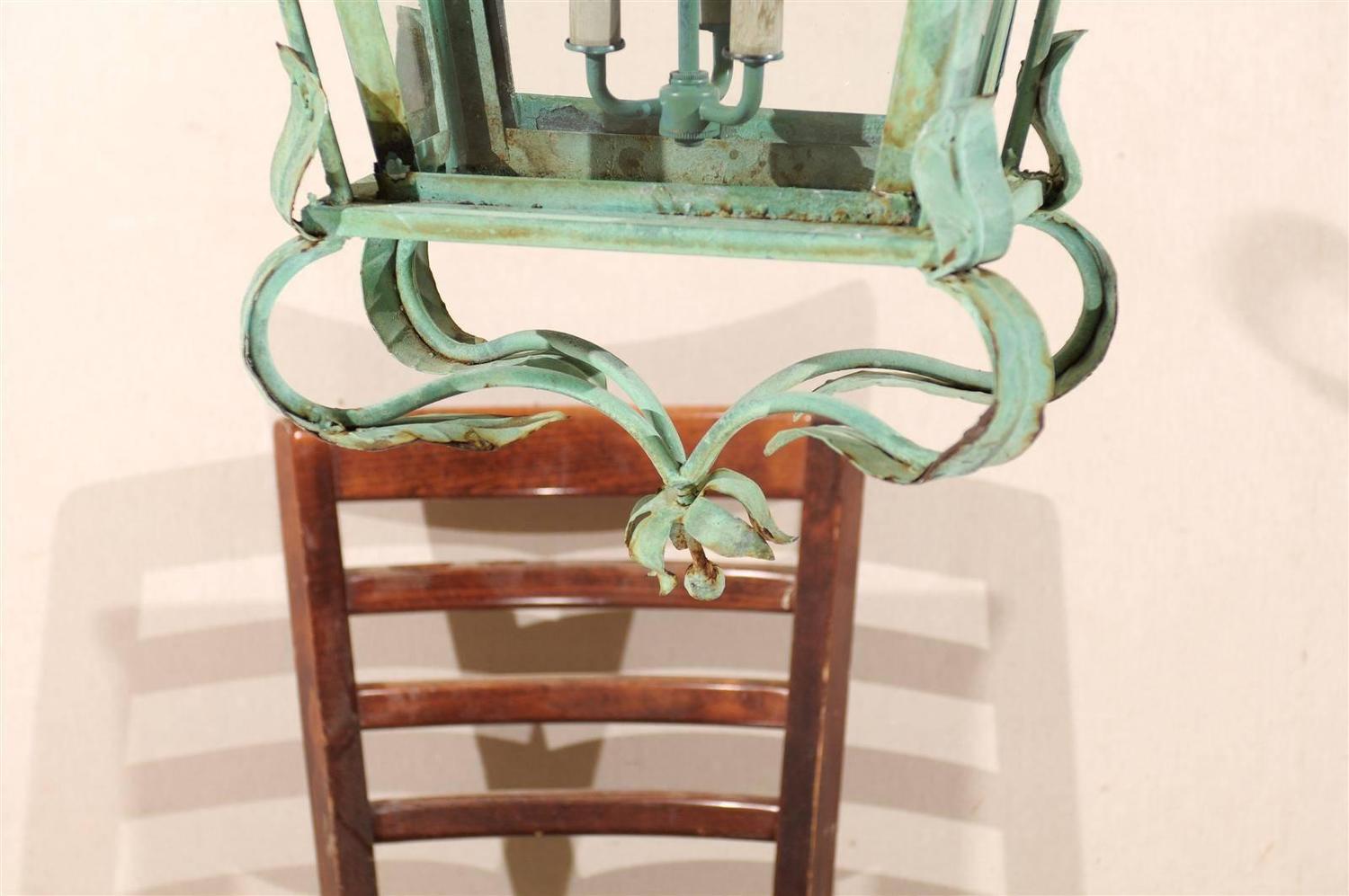 Italian Vintage Large Size Rectangular Painted Three-Light Lantern For ...