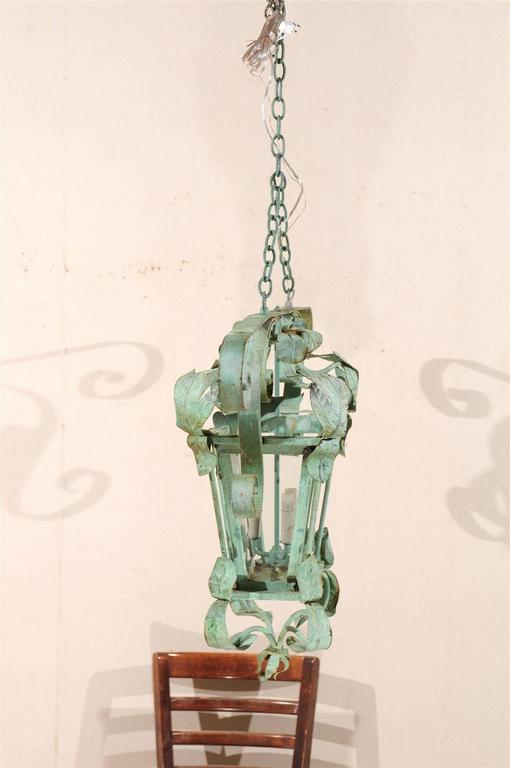 Italian Vintage Large Size Rectangular Painted Three-Light Lantern For ...