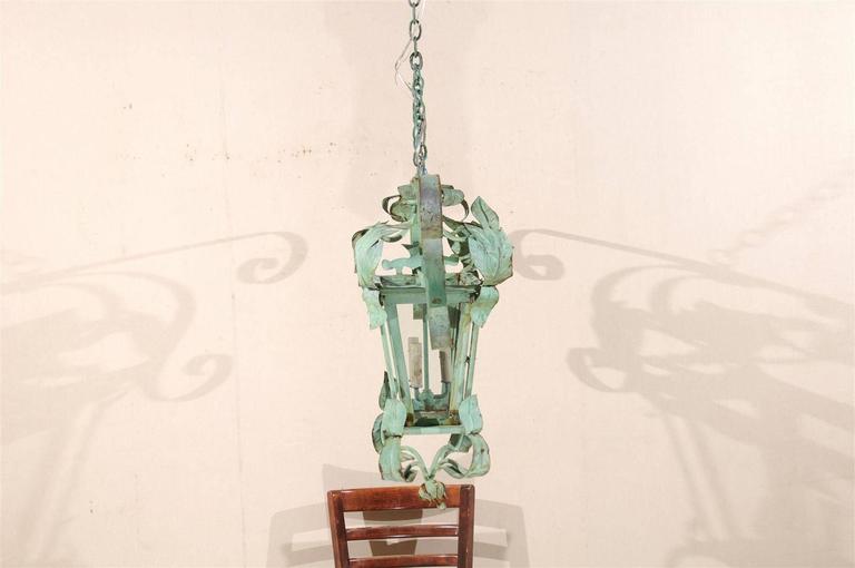 Italian Vintage Large Size Rectangular Painted Three-Light Lantern For ...