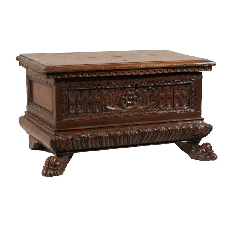 Italian Cassone or Small Sized Wedding Chest, Richly Carved with Nice ...
