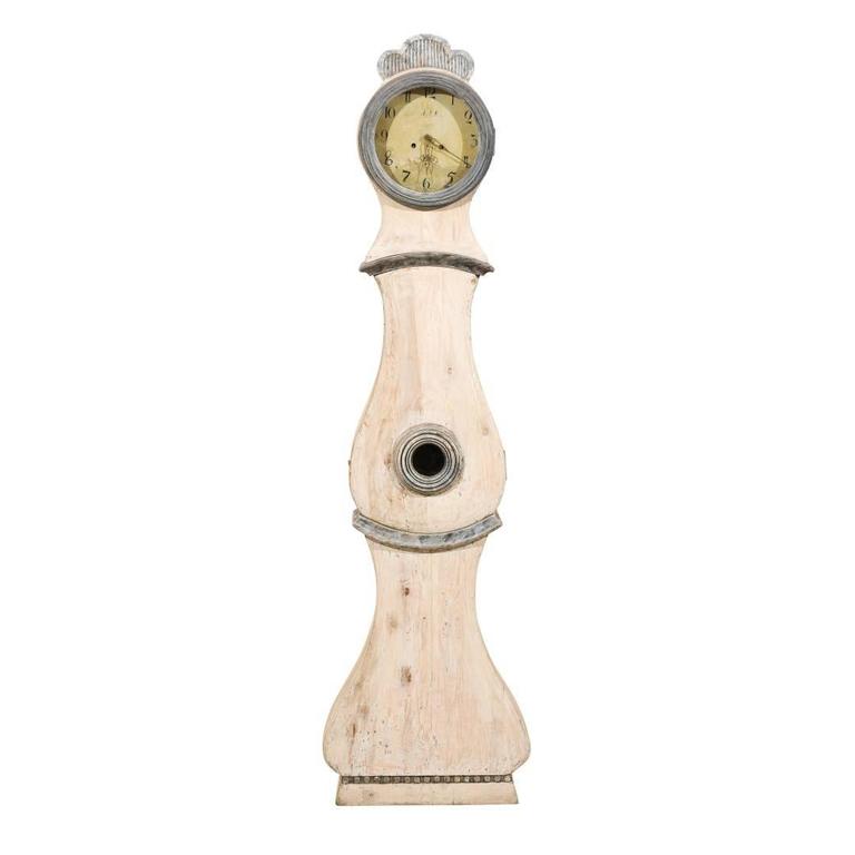 19th Century Floor Clock from Sweden in Faint Cream Color with Natural ...