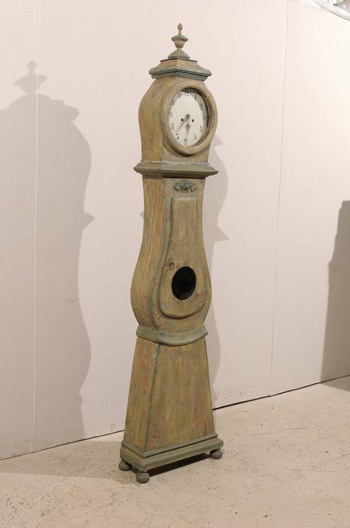 Swedish 19th Century Wood Long Case/Floor Clock in Taupe, Grey and ...