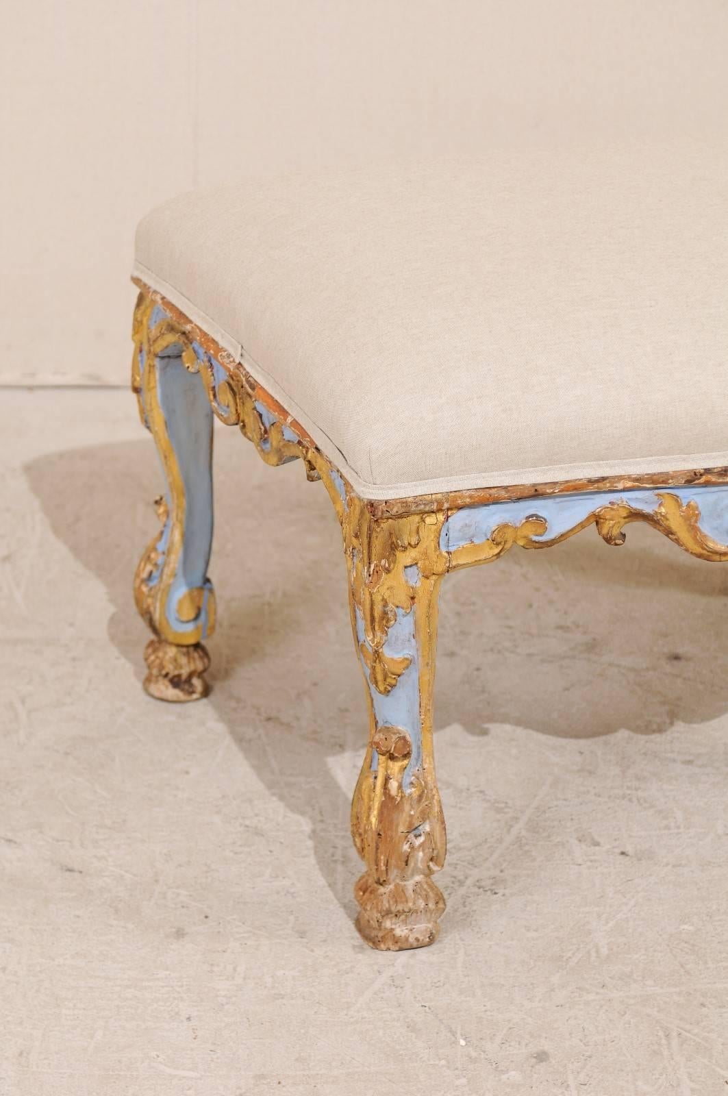 Italian Period Rococo Carved, Gilded and Painted Wood Stool from the ...