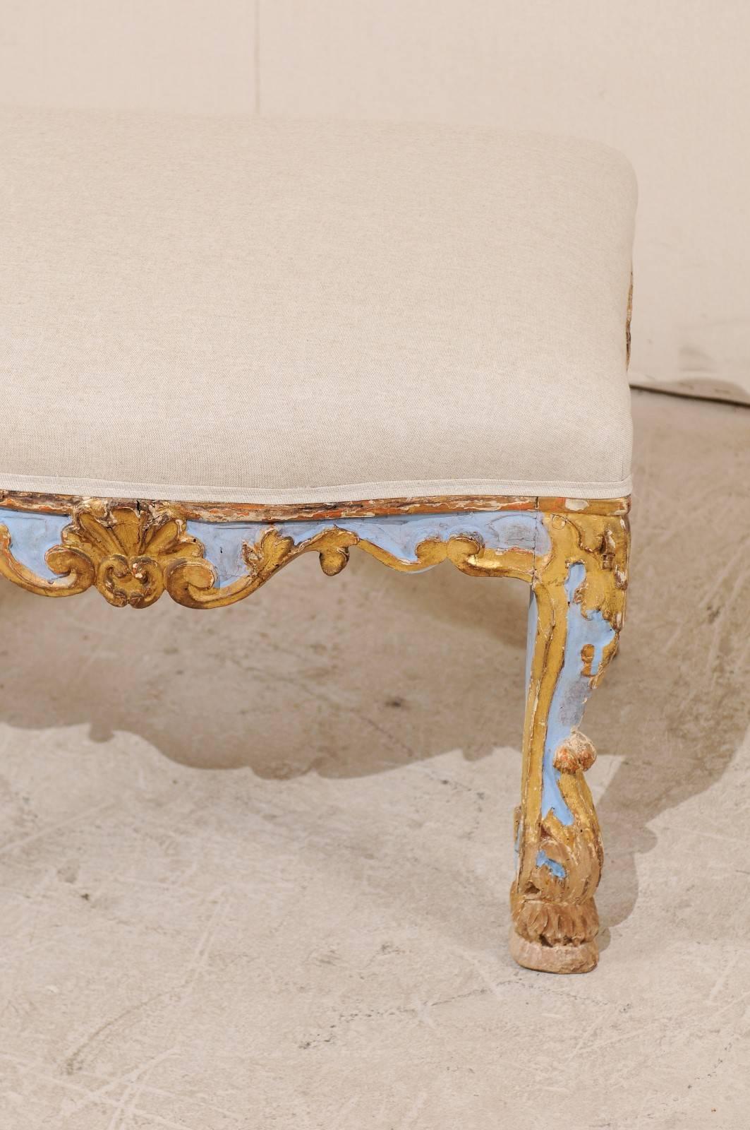 Italian Period Rococo Carved, Gilded and Painted Wood Stool from the ...