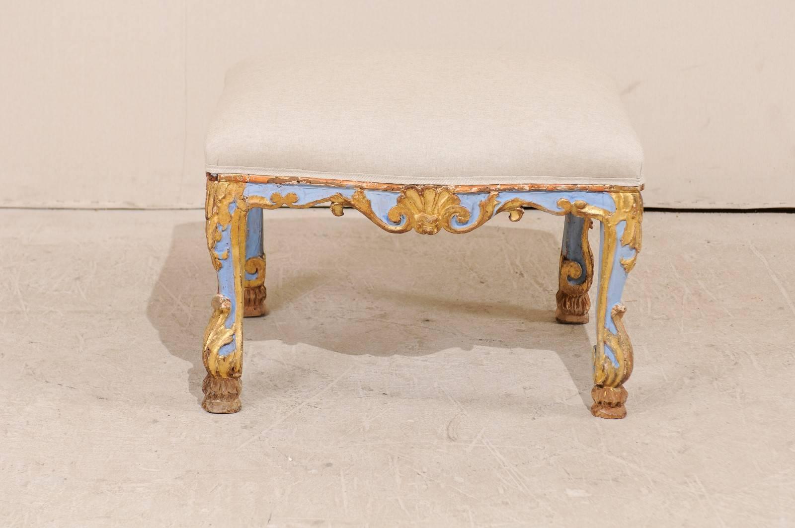 Italian Period Rococo Carved, Gilded and Painted Wood Stool from the ...