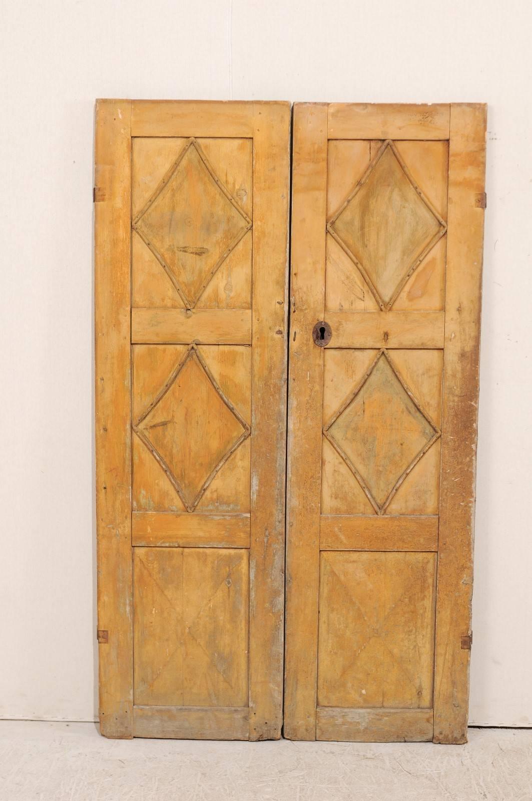 Pair of 19th Century Swedish Wood Doors with Diamond Motif Panels at ...