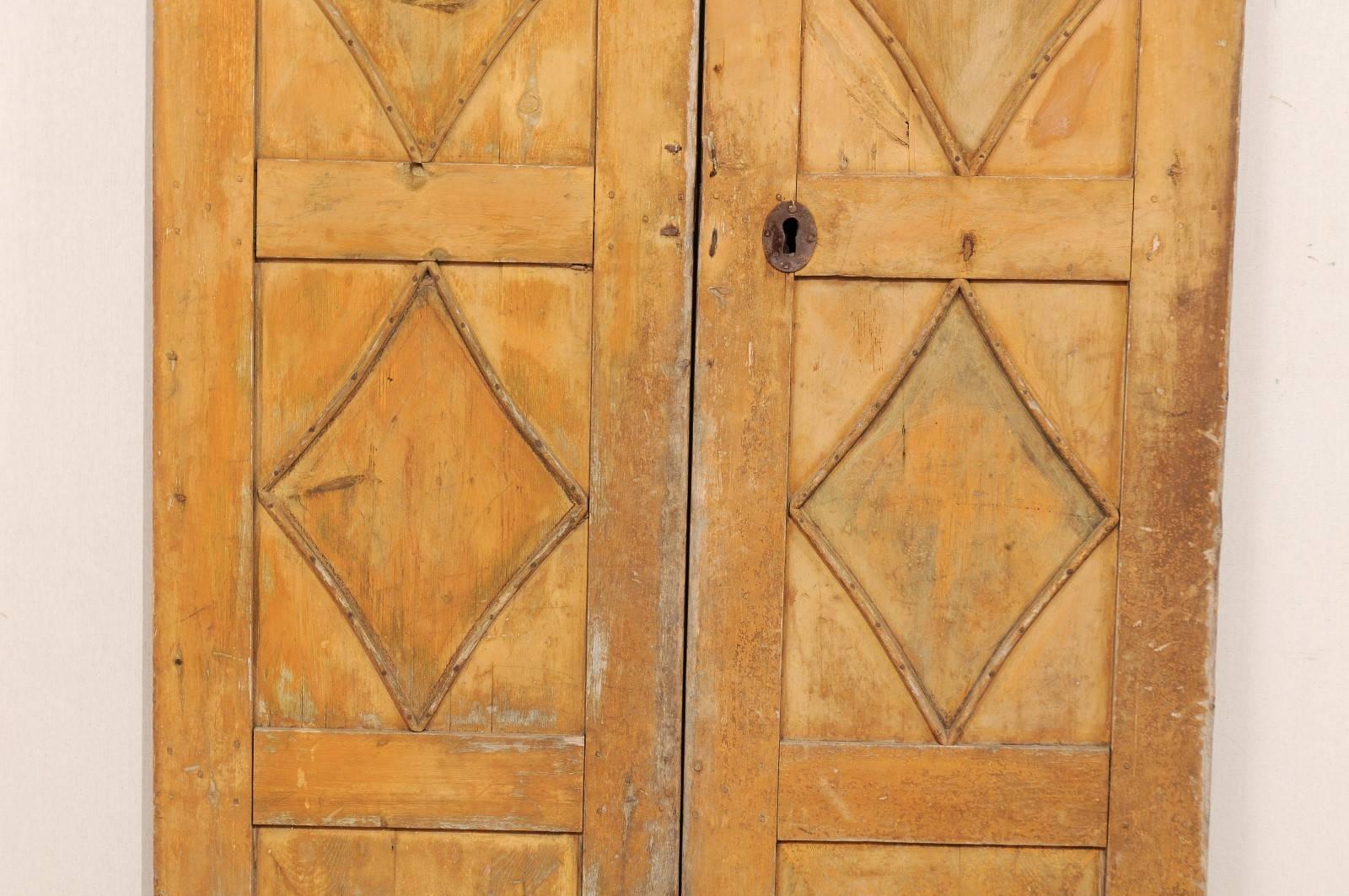 Pair of 19th Century Swedish Wood Doors with Diamond Motif Panels at ...