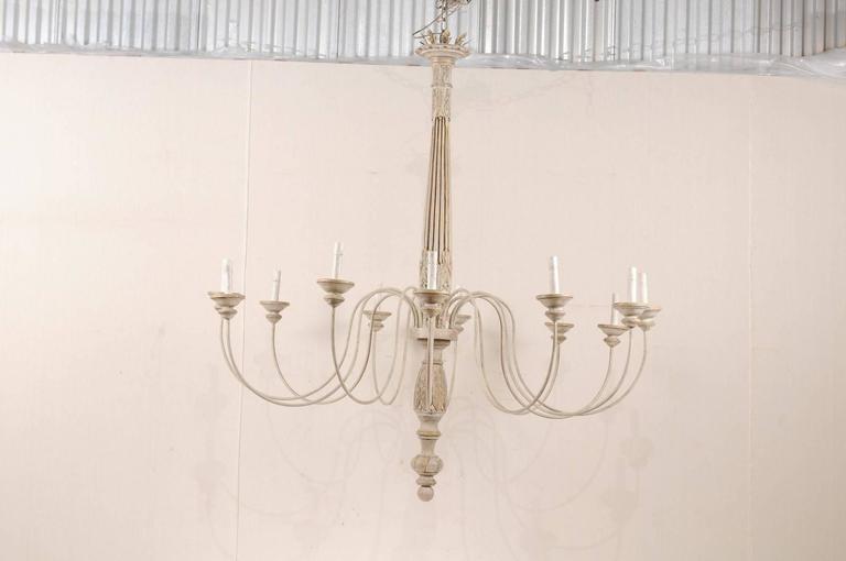 Elegant Carved and Painted Twelve-Light Neutral Chandelier of Italian ...