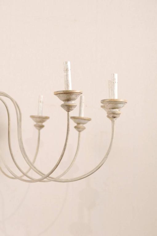 Elegant Carved and Painted Twelve-Light Neutral Chandelier of Italian ...