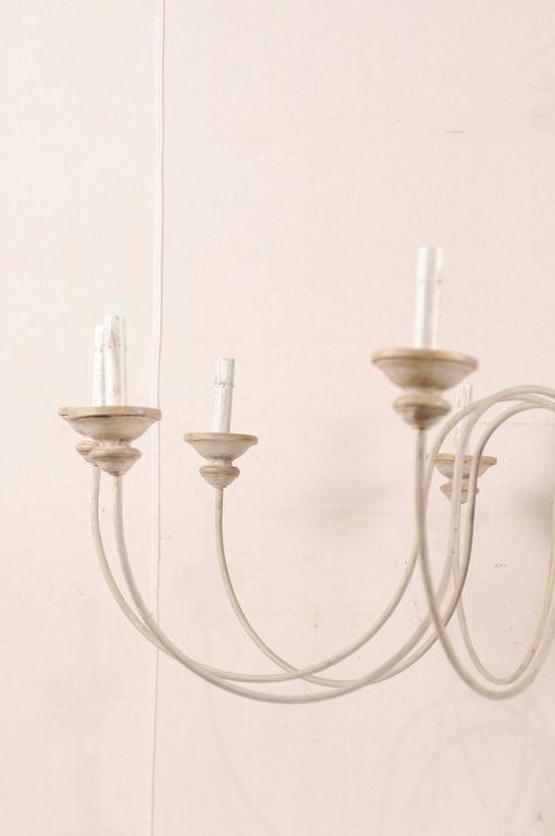 Elegant Carved and Painted Twelve-Light Neutral Chandelier of Italian ...