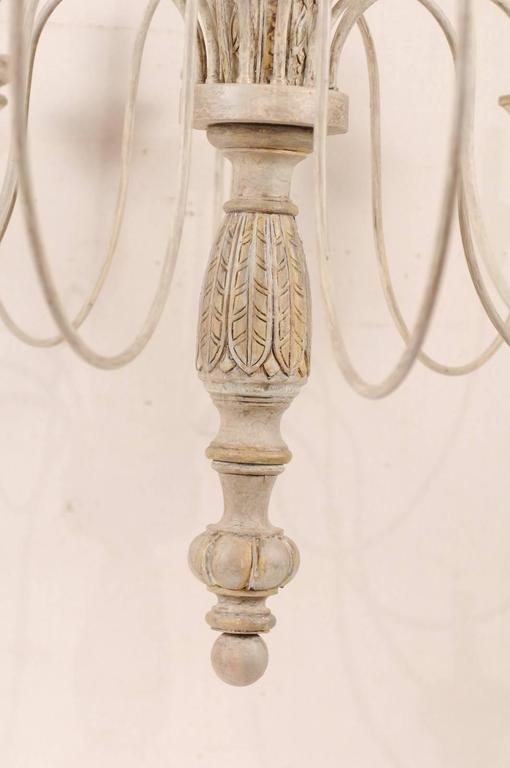 Elegant Carved and Painted Twelve-Light Neutral Chandelier of Italian ...