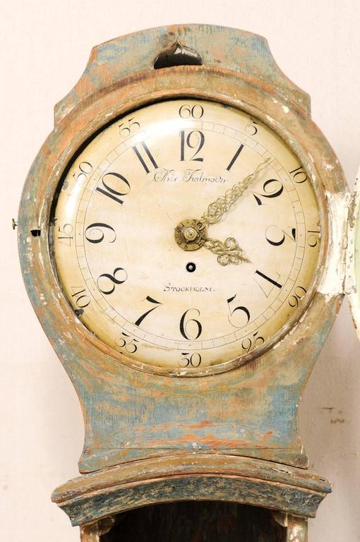 19th Century Swedish Floor Clock from Stockholm with Raised Bonnet ...