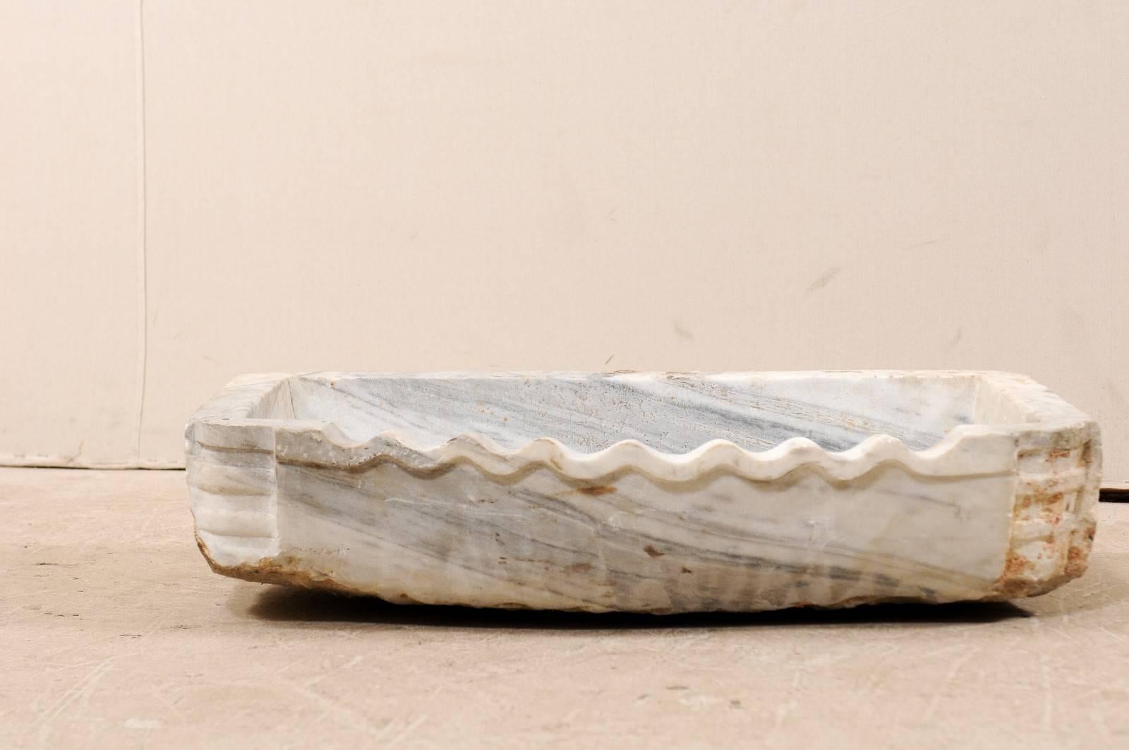 Elegant 19th Century European Solid Marble Sink in Light Color with ...