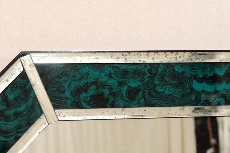 Large Size Deep Green and Teal Colored Malachite Wall Mirror with ...