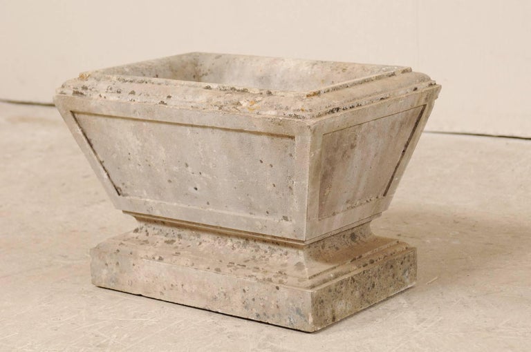 European Hand-Carved Rectangular Tapered Stone Planter, Early 20th ...