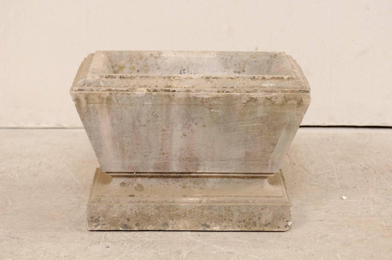 European Hand-Carved Rectangular Tapered Stone Planter, Early 20th Century at 1stDibs
