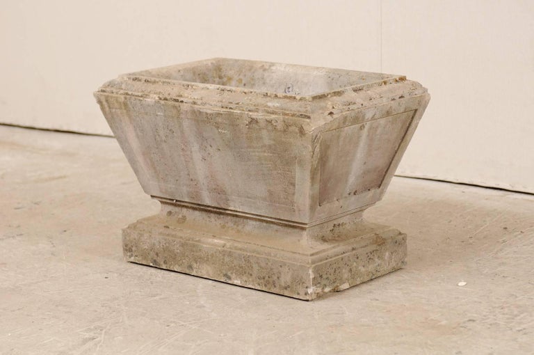 European Hand-Carved Rectangular Tapered Stone Planter, Early 20th ...