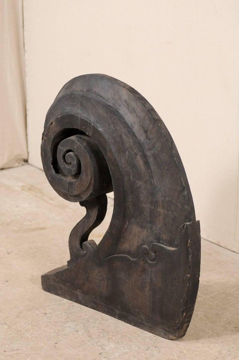 Ocean Wave Shaped Swirling Boat Prow with Delicate Carving, Kerala ...