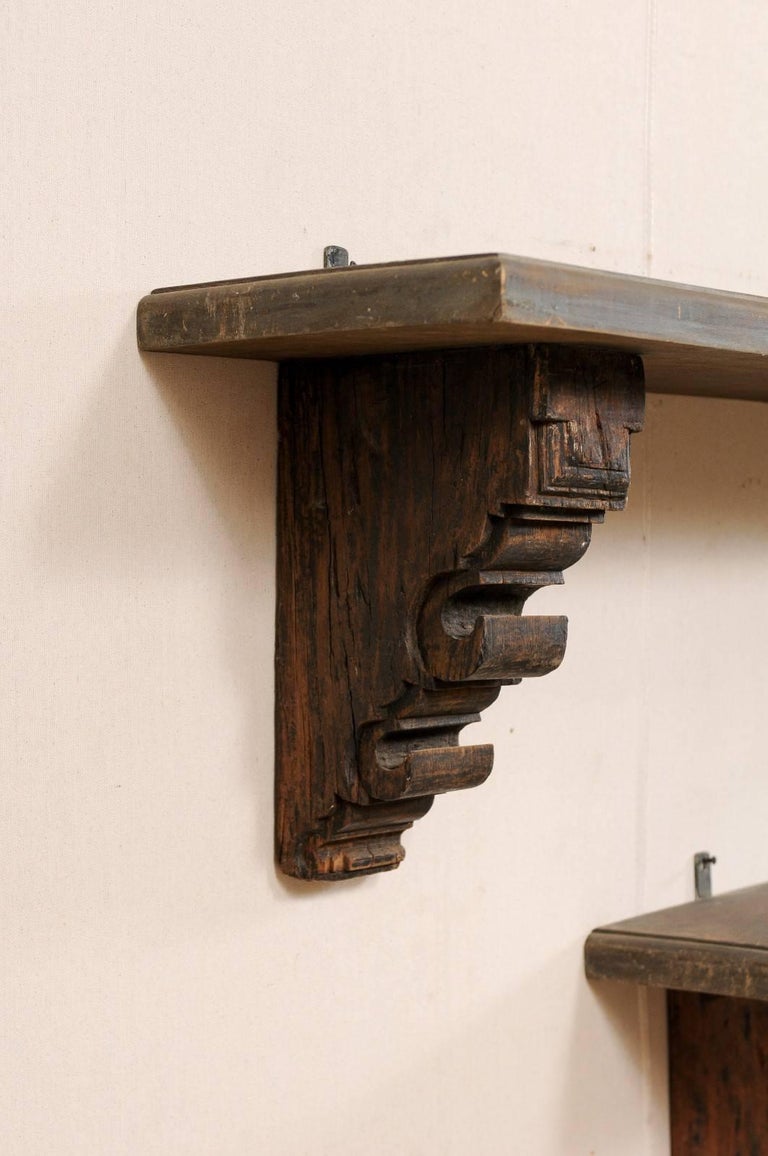 Pair of Unique Italian Style Shelves Made of Lovely Old Carved Wood ...