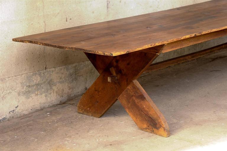 Large Size 19th Century American Sawbuck Dining Table at 1stDibs