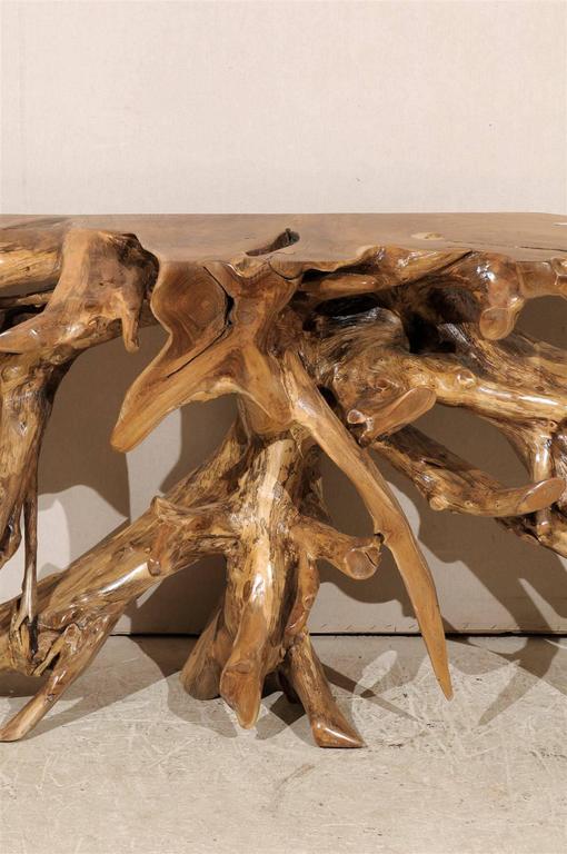 Natural Teak Root Wooden Console Table at 1stDibs
